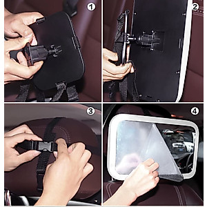 Shynerk Baby Car Mirror, Car Seat Mirror Safety 360° Rotation Wide Clear View, Shatterproof & Crash Tested, ‎SH-M-02, White