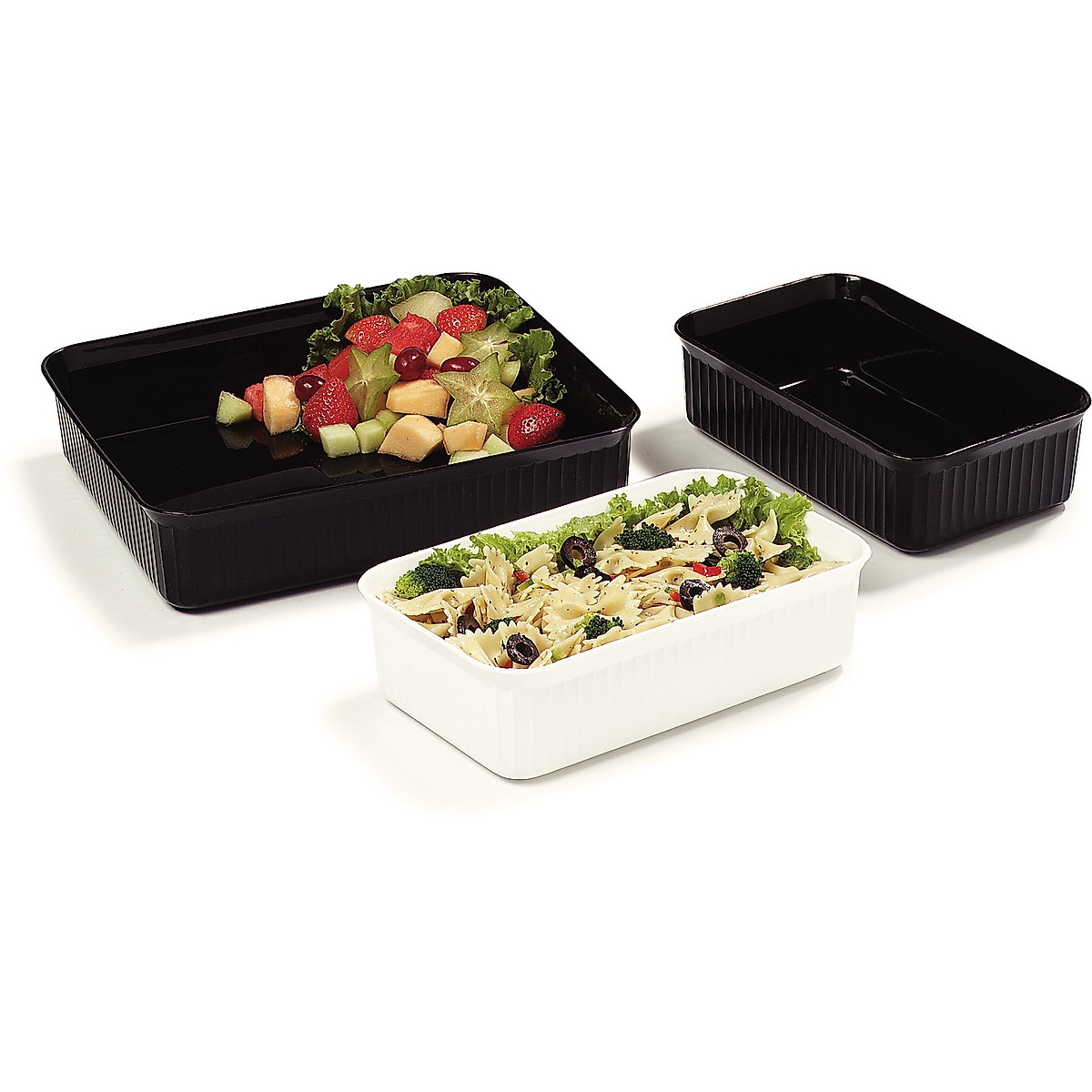 CFS Deliware Rectangular Deli Crock, Serving Food Pan for Restaurant, Polypropylene, 10 lb. Capacity, 10 lb., 3" H x 10.25" W x 12.43" L, Black (Pack of 6)