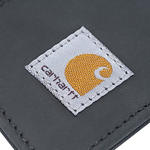 Carhartt Men's Casual Saddle Leather Wallets, Available in Multiple Styles and Colors, Black (Front Pocket), One Size