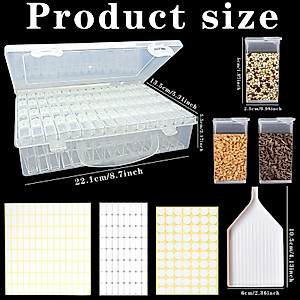 64pcs Grids Bead Organizer and Storage Diamond Painting Containers Portable Plastic Case Box Arts Crafts Storage for Seeds Beads Sewing Cosmetic Nail Glitter Powder Small Parts Rhinestones (Square)