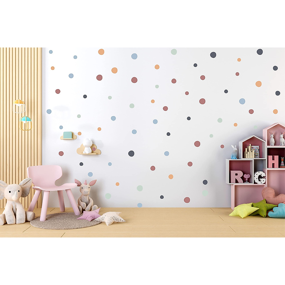 Boho Polka Dot Wall Stickers, Bohemian Style Polka Dots Wall Decals, Boho Pattern Nursery Wall Decor, Kids Room