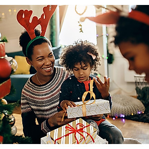 AUCLAY Reversible Wrapping Paper for Birthday Christmas Wedding Baby Shower Holiday - Gold Foil Stripe and Geometric Design - All Occasion Gift Wrap Paper Roll, 17.7 Inch X 33 Feet