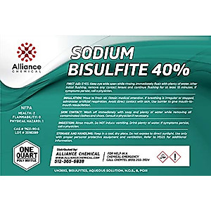 Alliance Chemical High Quality Sodium Bisulfite 40% Technical Grade - One Quart 32 Fluid Ounces w/Reusable Leak and Evaporation Proof Seal