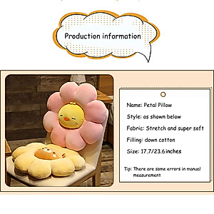 Seyomi Flower Plush Toy Pillow Seating Cushion, Cute Stuffed Sunflower Plant and Animal Toy Pillow for Girls, Bear 15.7"