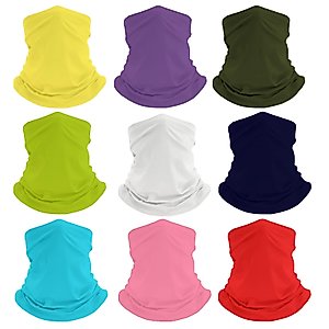 HCMY Balaclava 9 Pack Neck Gaiters Bandana Shiesty Mask Magic Scarf Headwear Tube UV Face Mask Headbands for women