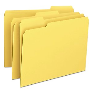Smead 12943 File Folders 1/3 Cut Top Tab Letter Yellow 100/Box
