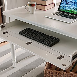 Leick Home Cottage White Turned leg Laptop Desk with Center Drawer, White