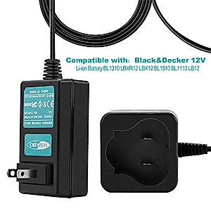 Creabest New 12V Lithium Battery Charger Compatible with Black and Decker 12V BL1110 BL1310 BL1510 LB12 LBX12 LBXR12 Pod Style Battery (NOT for Ni-MH/Ni-Cd Battery)