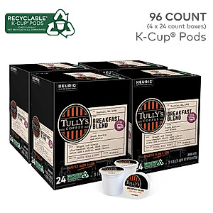 Tully's Coffee Breakfast Blend Keurig Single-Serve K-Cup Pods, Light Roast Coffee, 96 Count (4 Packs of 24)
