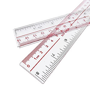 3 Pack Two-Color Scale (inch, cm) Plastic Ruler Set Straight Ruler Plastic Measuring Tool for Student School Office (6 inch Ruler,8 inch Ruler, 12 inch ruler/15,20,30cm)