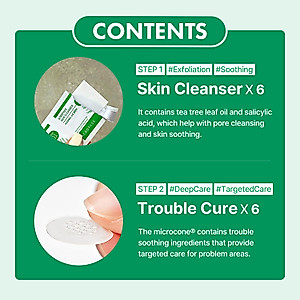 Acropass Trouble Care Microcone Acne Patch for Early Stage Pimple and Zits - Hydrocolloid, Niacimide Pimple Spot Treatment (6ct + 6 Tea Tree cleansers)