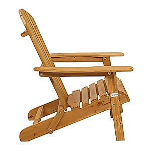 VINGLI Wooden Adirondack Chair 350 LBs Support Ergonomic Design, Folding Outdoor Patio Fire Pit Lounge Armchair Furniture w/Natural Finish, for Beach, Poolside, Balcony