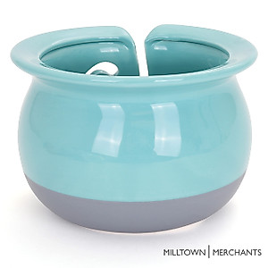 Milltown Merchants Yarn Bowl - Yarn Holder - Knitting Accessories - Artisan Knitting Bowl - Ceramic Yarn Ball Holder - Great for Knitting, Crochet, and Yarn Storage (Aqua)
