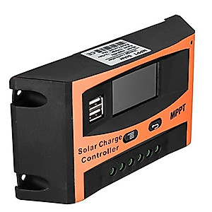 Eaarliyam Mppt Controller,Solar Charge Controller Regulator 12v/24v 60a Mppt Orange Intelligent Discharge with LCD Display Solar80 for Home Industry