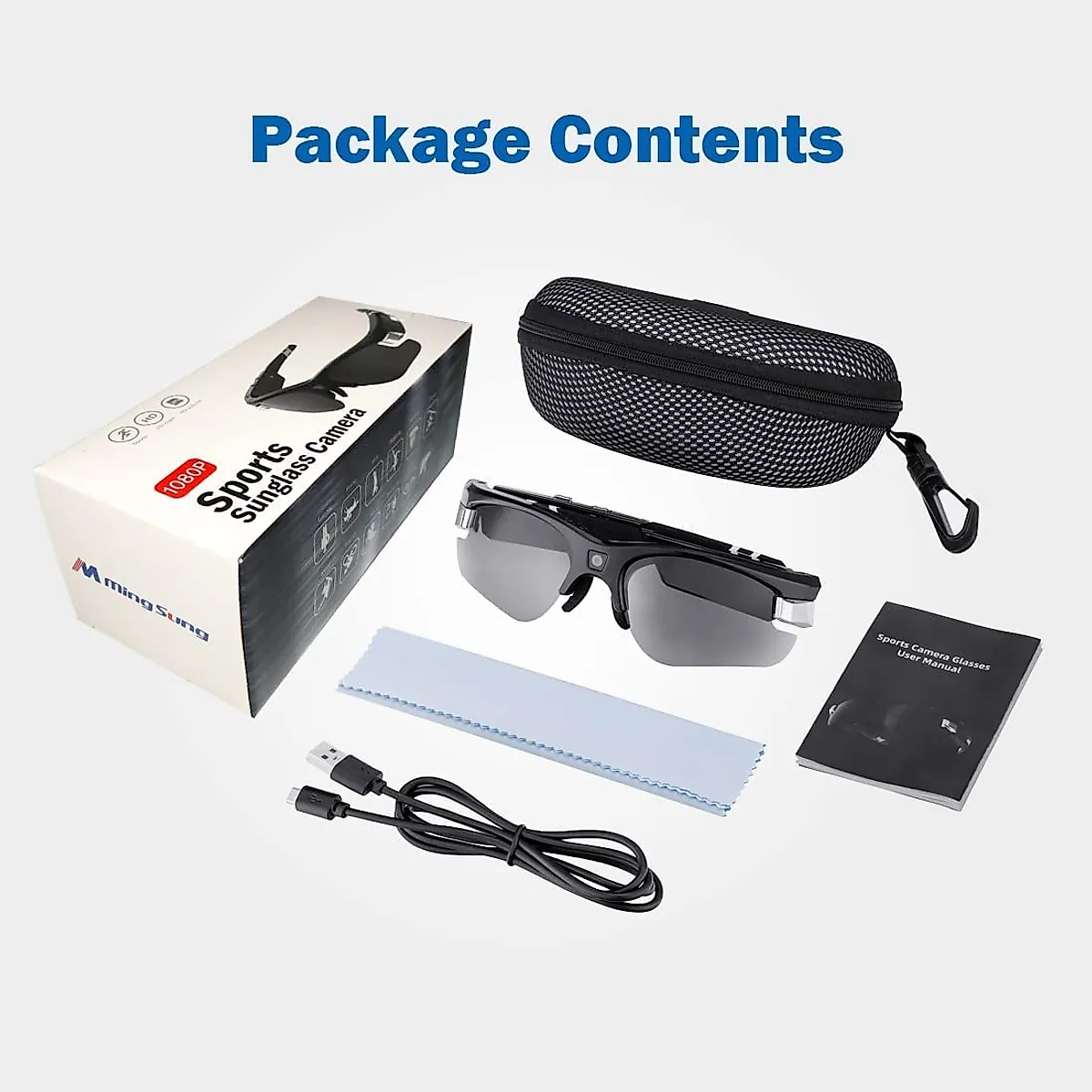 MingSung MS20 Camera Video Sunglasses, Built in HD1080P Camera, Film Hands Free for Sports, Hiking, Biking, Fishing, Scouting, Driving, Hunting(Include 32G MicroSD Card)