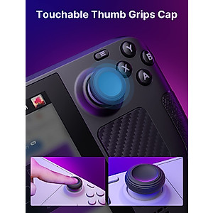 JSAUX Skin Stickers Set Compatible for Steam Deck/Steam Deck OLED, Steam Deck Anti-Slip Grip Stickers, Steam Deck Touchpad Protector, Steam Deck Thumb Grip Caps, Touch Front & Back Protector Set