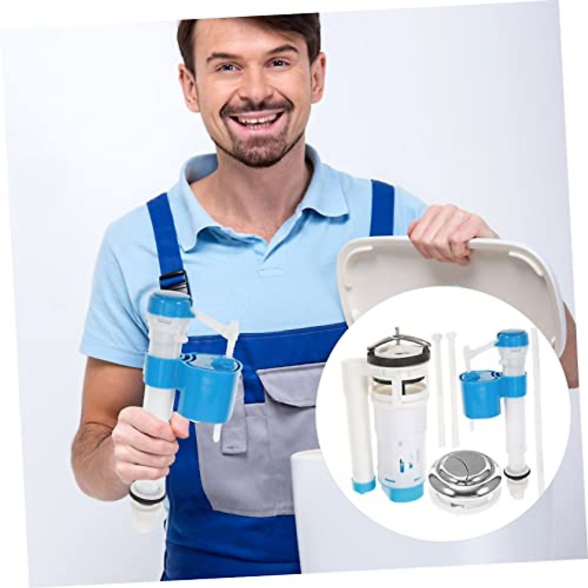 BETOOKY 1 Set Float Valve Water Valve Fill and Dual Flush Conversion System Toilet Flusher Replacement Kit Toilet Replacement Parts inside Tank Whelping Kit Mute Button Toilet Fill Valve