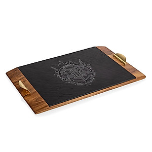 PICNIC TIME Harry Potter Hogwarts Covina Acacia and Slate Serving Tray, Charcuterie Board Set, Cheese Board, (Acacia Wood & Slate Black with Gold Accents)