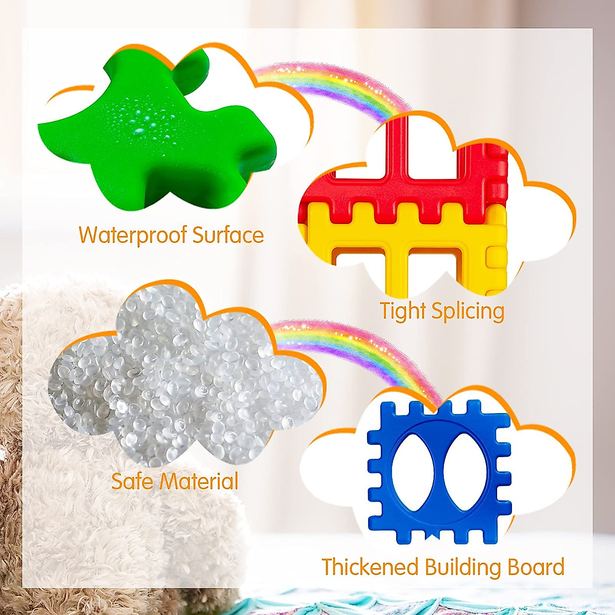 Costzon 32 Pieces Jumbo Building Blocks for Kids, Big Waffle Block Set, Preschool Educational Creativity Sensory Toy, Interconnecting Stacking Building Toy Set for Boys & Girls