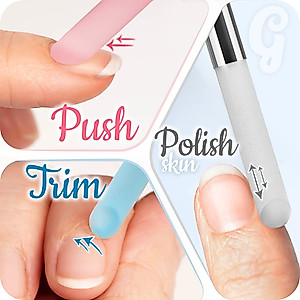 Glass Cuticle Pusher by GLADZY - Manicure Stick, Genuine Czech Quality, Professional Precision Filing Cuticle Remover, Abrasive Surface Never Wears Out