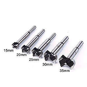 Eagles 5pcs Forstner Drill Bit - 15-35mm Carbon High Speed Steel Woodworking Drill Punching Bit Wood Slabs Flat Wing Drilling Hole Hinge