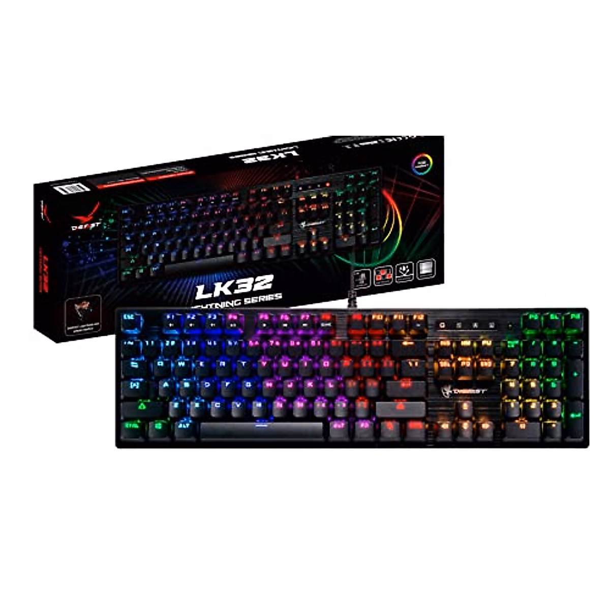 Digifast LK32 Mechanical Gaming Keyboard | RGB Backlit Gaming Keyboard - Optical Linear Switches - 100 Million Durability | Customizable Color | Textured Surface | Water-Resistant Design (Black)