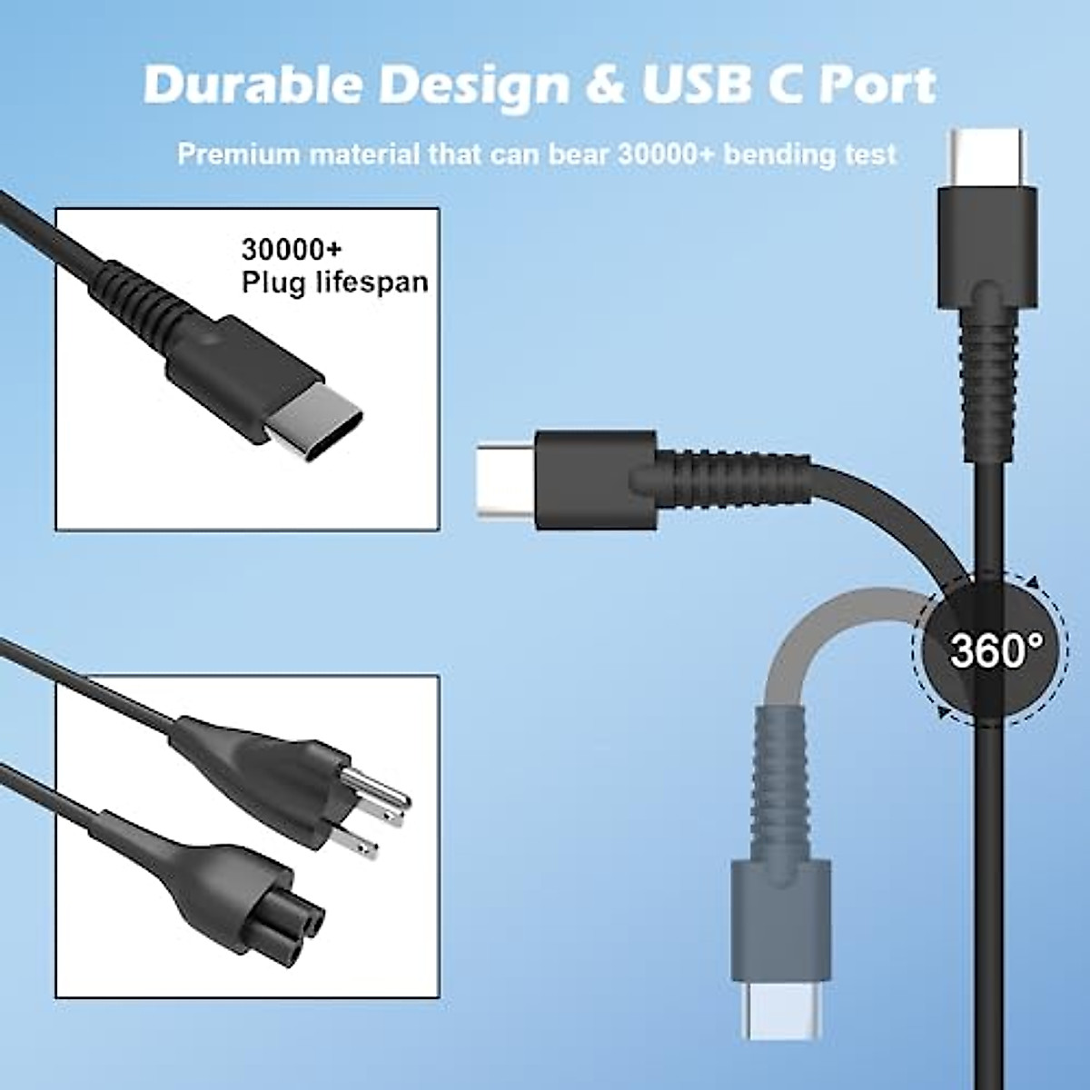 90W USB C Charger for Dell Latitude/Precision/XPS/Chromebook Laptop, Dell 90W Laptop Charger USB C