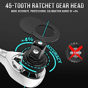 Todeco Torque Wrench Set 1/2 Inch Drive Click, 20-150 Ft.Lb/ 28-210 with 3 Sockets(17/19/21mm) and 5" Extension Bar, Perfect for Bike, Motorcycles, Automobiles