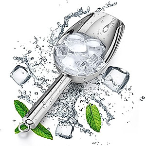LIANYU Ice Scoop, 12 Ounce Stainless Steel Scoop, Metal Heavy Food Scoops for Ice Cube Flour Beans, Utility Scooper for Kitchen Bar Shop, Mirror Finish, Dishwasher Safe