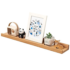 Oak Floating Shelves 24 Inch Wall Shelves for Decor and Storage, 4 Inch Deep Natural Solid Wood Shelf, Picture Ledge Shelf for Bedroom Bathroom Living Room KitchenLaundry Room