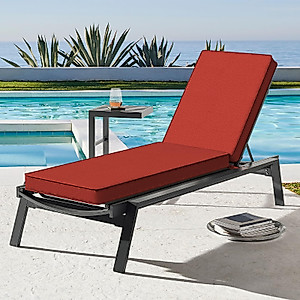 TWLEAR Outdoor Chaise Lounge Cushion for Patio Furniture 72 x 21 x 3 Inch, Water Resistant Patio Lounge Chair Cushion with Straps for Lawn Pool Furniture, 1 Pack, Olefin Brick Red