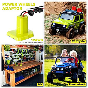 Power Wheel Adapter for Ryobi One+ 18V P108 P107 P102 P100 Li-ion & Ni-Cd Battery,Power Connector for Rc Toy & Car,12 Gauge Robotics Rc Truck（with 30A Fuse & Switch & Wire terminals）（1 Pack