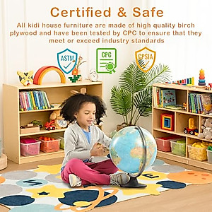 kidi house Kids Bookshelf and Toy Storage Shelf, Wooden Montessori Bookshelf, 3-Tier Toy Shelf, 30in Birch Children Bookcase, Classroom Furniture, Book Shelf for Kids Room, Nursery, Playroom