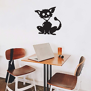 Vinyl Wall Art Decal - Zombie Cat - 23.5" x 22" - Halloween Party Seasonal Shape Design Sticker for Home Living Room Entryway Work Office Coffee Shop Store Window Spooky Decor (Black)