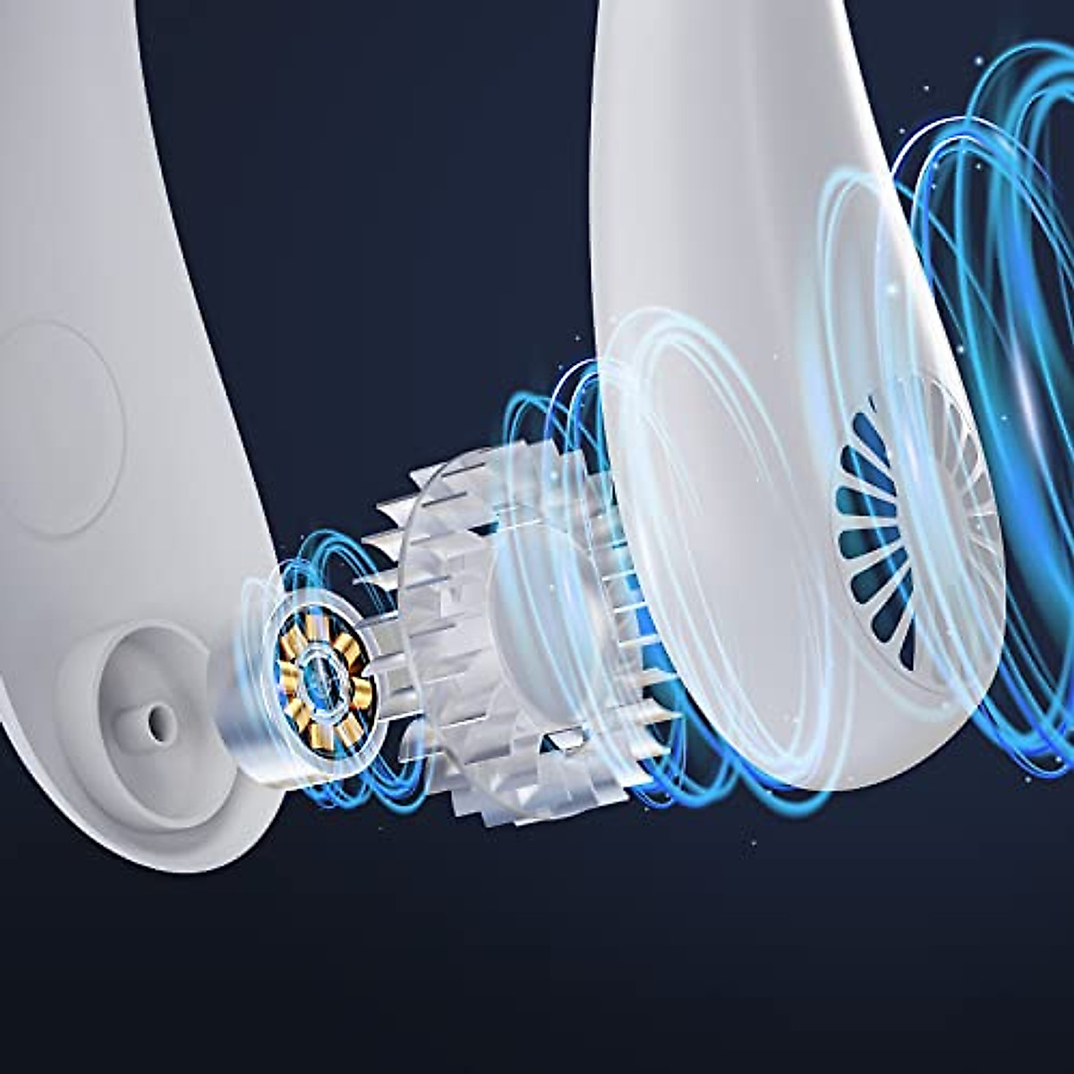 SKD RV Tech Portable Neck Fan, 5000mAh Foldable Personal Fan, Up to 12 Hours Hands-Free Bladeless Fan, Adjustable Portable Fan with USB Charging 3 Speeds for Kitchen, Office, Outdoor - White