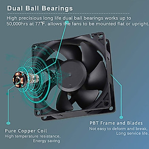 GDSTIME EC Cooling Fan 80mm x 80mm x 25mm AC 110V 115V 120V 220V 240V