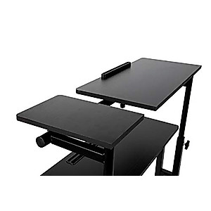 Mind Reader Woodland Collection, Mobile Sit/Stand Laptop Desk with Side Storag Adjustable, Tiltable, Lockable Casters, Portable, X-Large, Black
