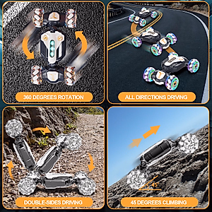 TIOYOTY Gesture Stunt RC Car, 2.4Ghz 4WD Remote Control Car, Gravity Watch Sensor 360° Rotating Twist Drift Offroad Toy Car with Music Lights, Ages 6-12 Boys Girls Birthday