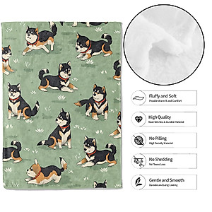 MIEPOS Cute Shiba Inu Throw Blanket - 50x60in,Ultra Soft, Cozy Lightweight Flannel,Cartoon Dog Playful Blankets - Gifts for Kids & Aniaml Lovers,for Couch Travel,Home Living Room Decor