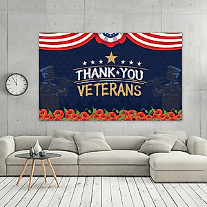 Veterans Day Backdrop Thank You Veterans Banner Patriotic Decor Veterans Day Memorial Day 4th of July Fourth of July Patriotic Decoration for Home