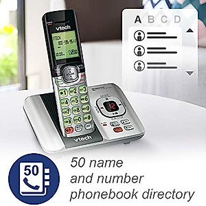 VTech CS6529-3 3-Handset Expandable Cordless Phone with Answering System-Caller ID/Call Waiting & Backlit Display/Keypad, Silver