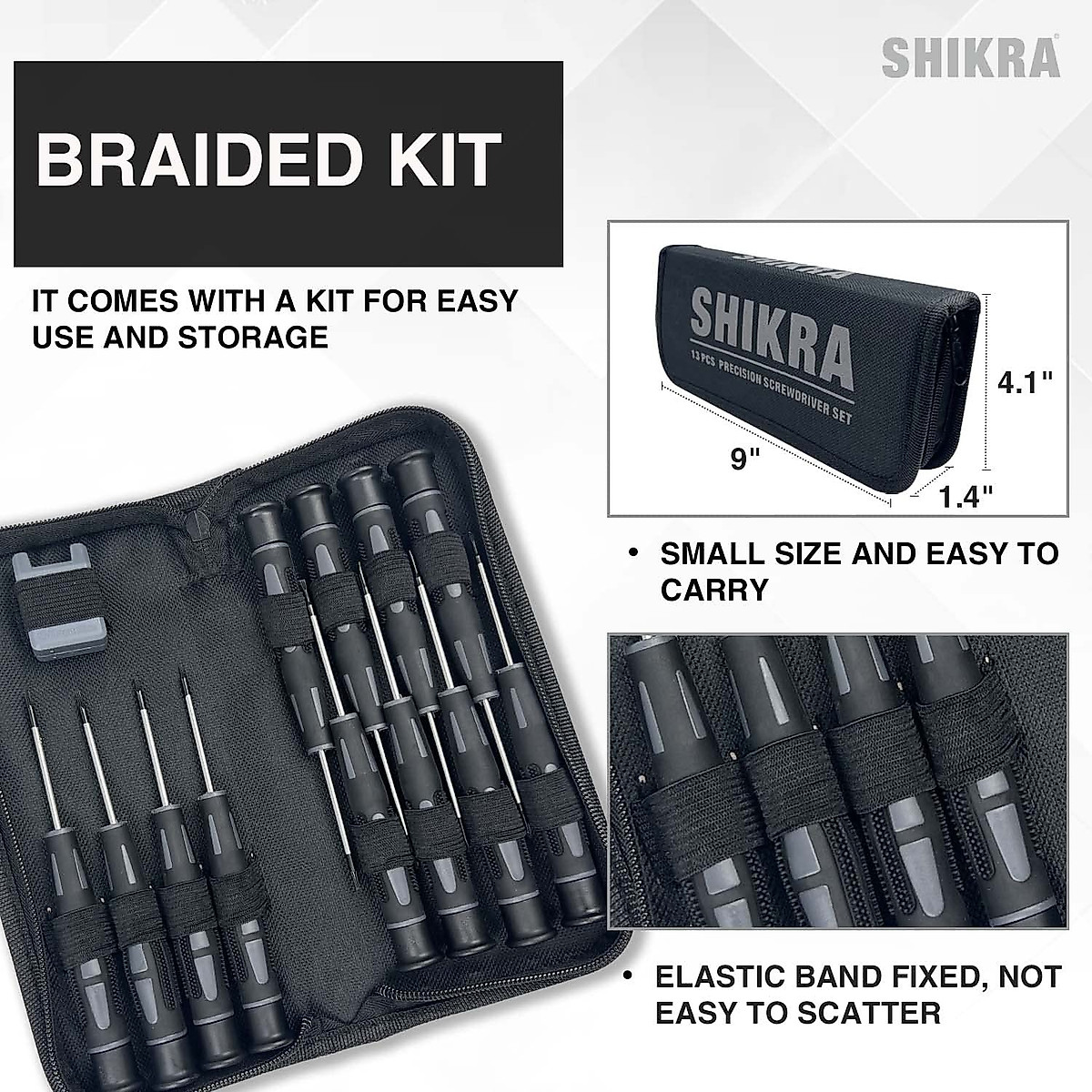 13 Piece Precision Screwdriver Set with Case, Torx, Phillips and Slotted Screwdriver, Magnetic Screwdriver Tool Kit with Magnetizer/Demagnetizer, Non-Slip Grip, for Electronics, Glasses Repair