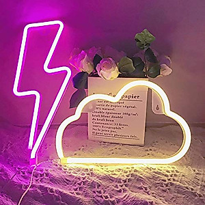 QiaoFei Neon Light,LED Cloud Sign Shaped Decor Light,Wall Decor for Chistmas,Birthday Party,Kids Room, Living Room, Wedding Party Decor (Warm White)