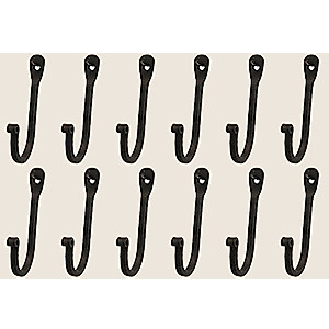 Colonial Tin Works Vintage Hand Forged Iron Classic Early American Plain Hook Black Set of 12 (Set of 12)