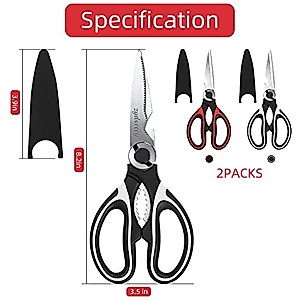 Kitchen Scissor For General Use 2-Packs,Heavy Duty Kitchen Raptor Meat Shears,Dishwasher Safe Cooking Scissors, Stainless Steel Multi-function Scissors For Food,Chicken,Poultry, Fish, Pizza,Herbs