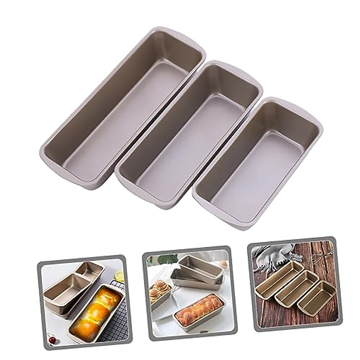 Cabilock 3pcs baking pans loaf pan Practical Toast Pan Toast Baking Mold Home Toast Mold Baking Tool Toast DIY Baking Mold Bread Pan Toast Cooking Mold carbon steel Strip baking tin