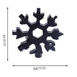 2PCS 18-in-1 Snowflake Multi Tool, Stainless Steel Snowflake Bottle Opener/Flat Phillips Screwdriver Kit/Wrench, Durable and Portable to Take, Great Christmas gift(Silver Black)