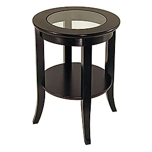 Winsome Genoa 22.56 x 18.47 x 18.47-Inch Composite Wood End Table With Glass inset, Dark Espresso (92218)
