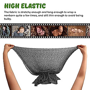 Sunmig Newborn Photography Props, 3 Pcs Baby Stretch Wraps, Professional Baby Photo Props Long Ripple Wrap, for 0-6 Months Baby (Dark Grey+Coffee+Brown)