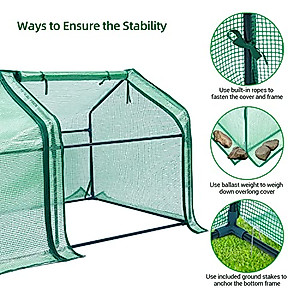 Ohuhu Portable Mini Greenhouse, 71"x36"x36" Greenhouses for Outdoors with Dual Large Zipper Doors & Ground Stakes, Waterproof & UV Protected Plastic Green House for Outside Garden Patio Backyard